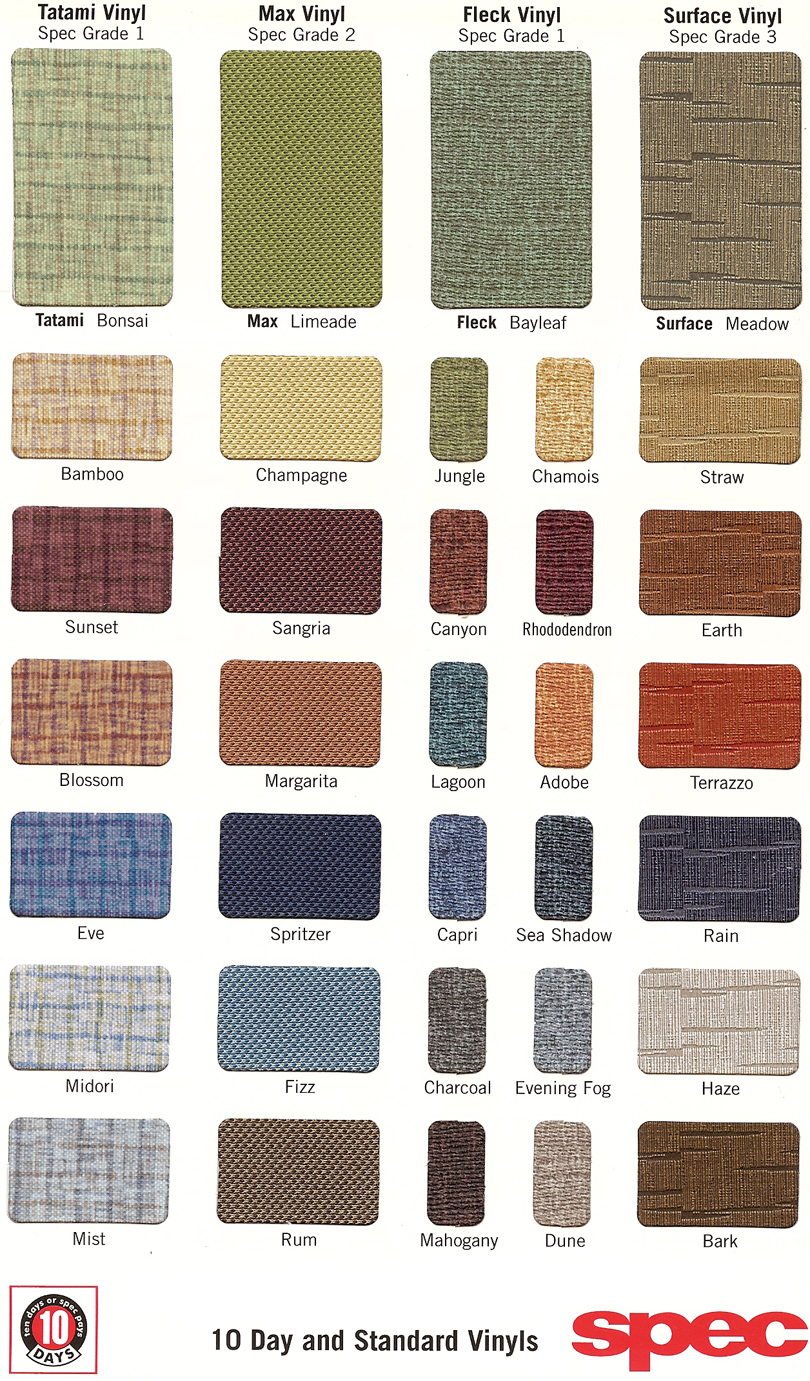 Spec Vinyl Upholstery Color Choices